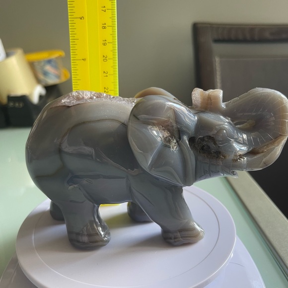 Agate | Other | Natural Agate Geode Elephant With Druzy Hand Carved 796 ...